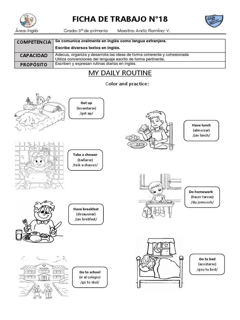 Ficha de Rutinas Diarias en Inglés | PDF