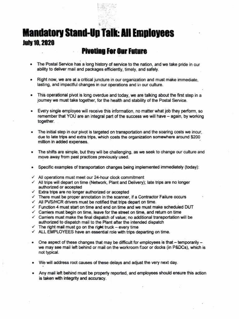 Stand-Up Talk 7-10-2020 PDF | PDF | Mail | United States Postal Service