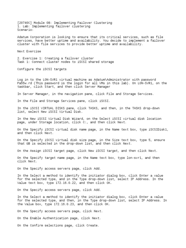 Lab 8 Server 2016 | PDF | Computer Cluster | Command Line Interface