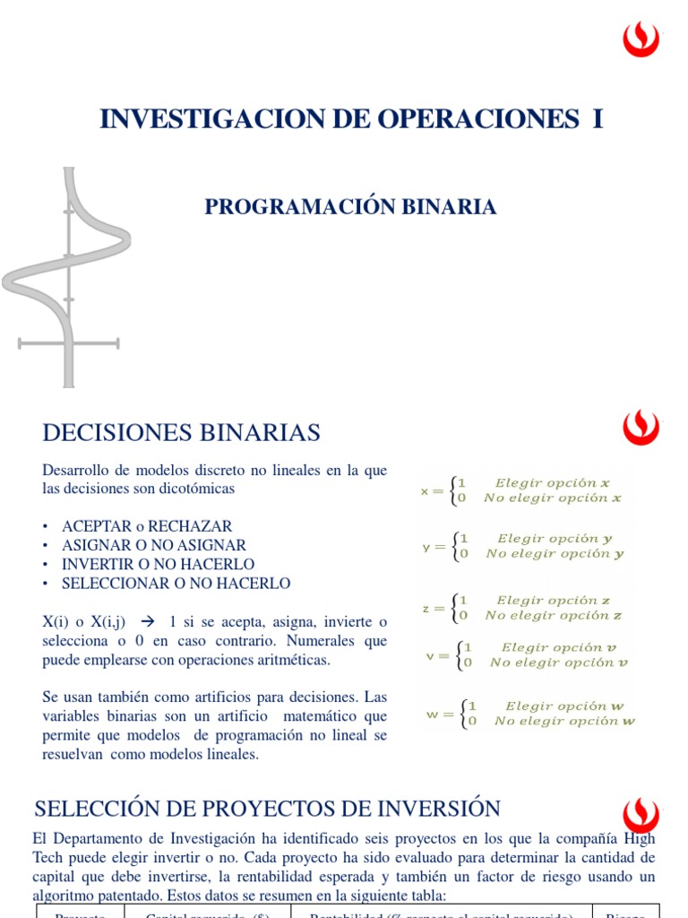 Modelo de Programación Binaria en Inversión | PDF | Enseñanza de ...