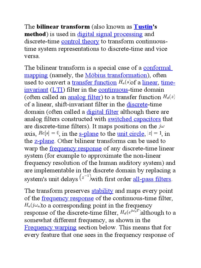 'S Method) Is Used In: Tustin | PDF | Digital Signal Processing ...