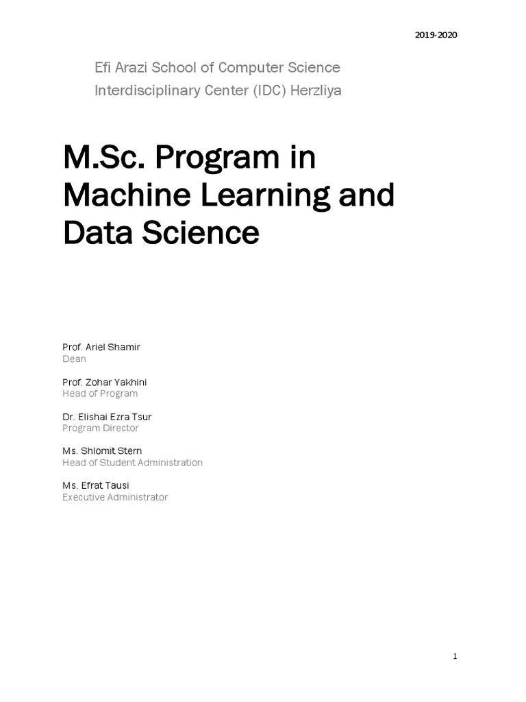 MSC in Machine Learning and Data Science 2020 | PDF | Data Science ...