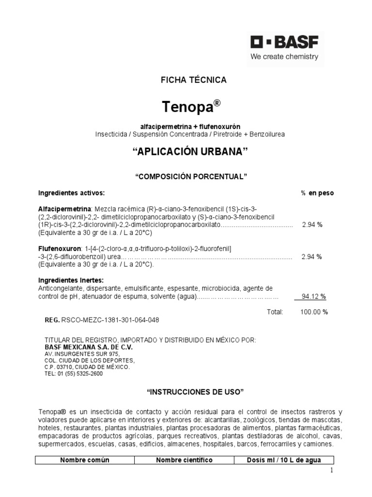 Ficha Tecnica Tenopa | PDF | Insectos y humanos | Insectos