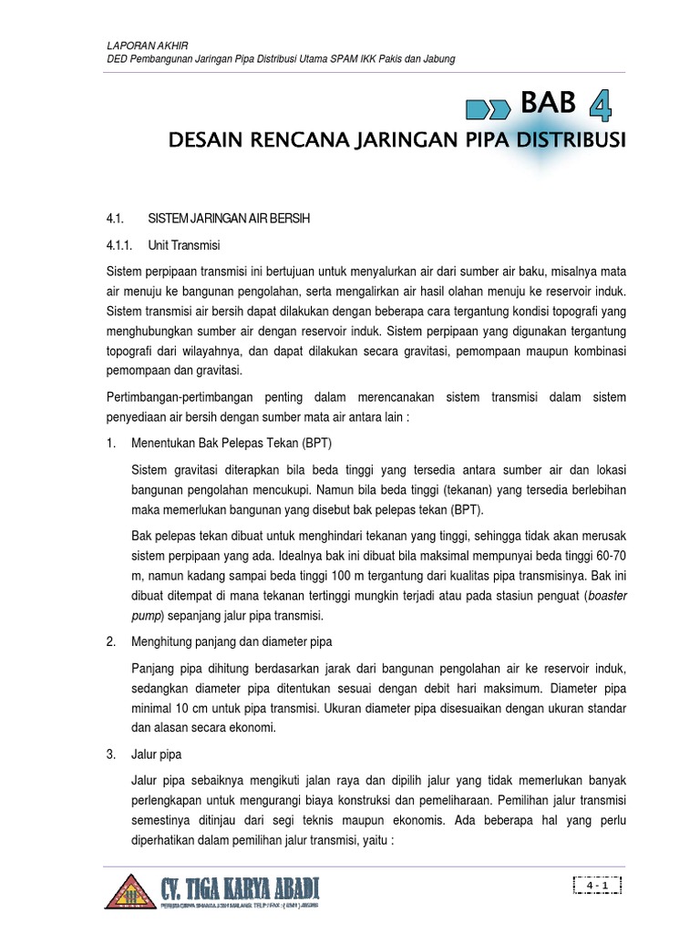 Desain Rencana Jaringan Pipa Distribusi | PDF