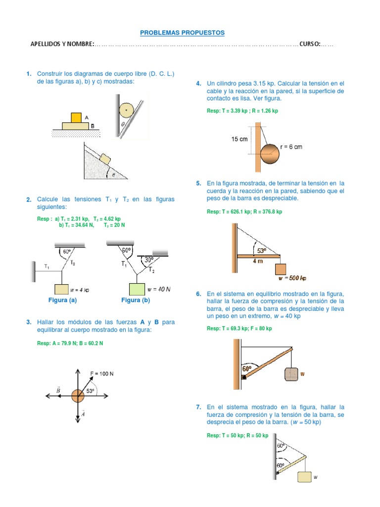 Practico de Estatica | PDF | Tensión (Física) | Mecánica