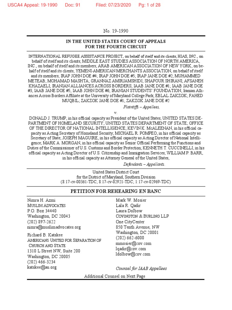 INTERNATIONAL REFUGEE ASSISTANCE PROJECT, On Behalf of Itself and Its ...