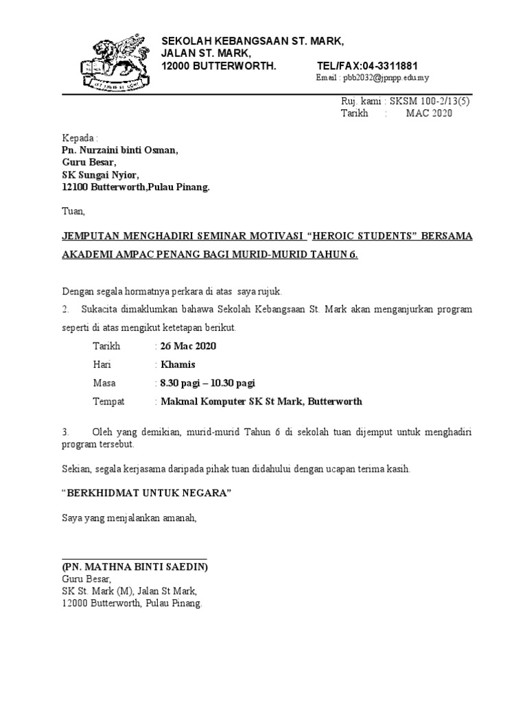 Surat Jemputan Seminar Ampac 2020