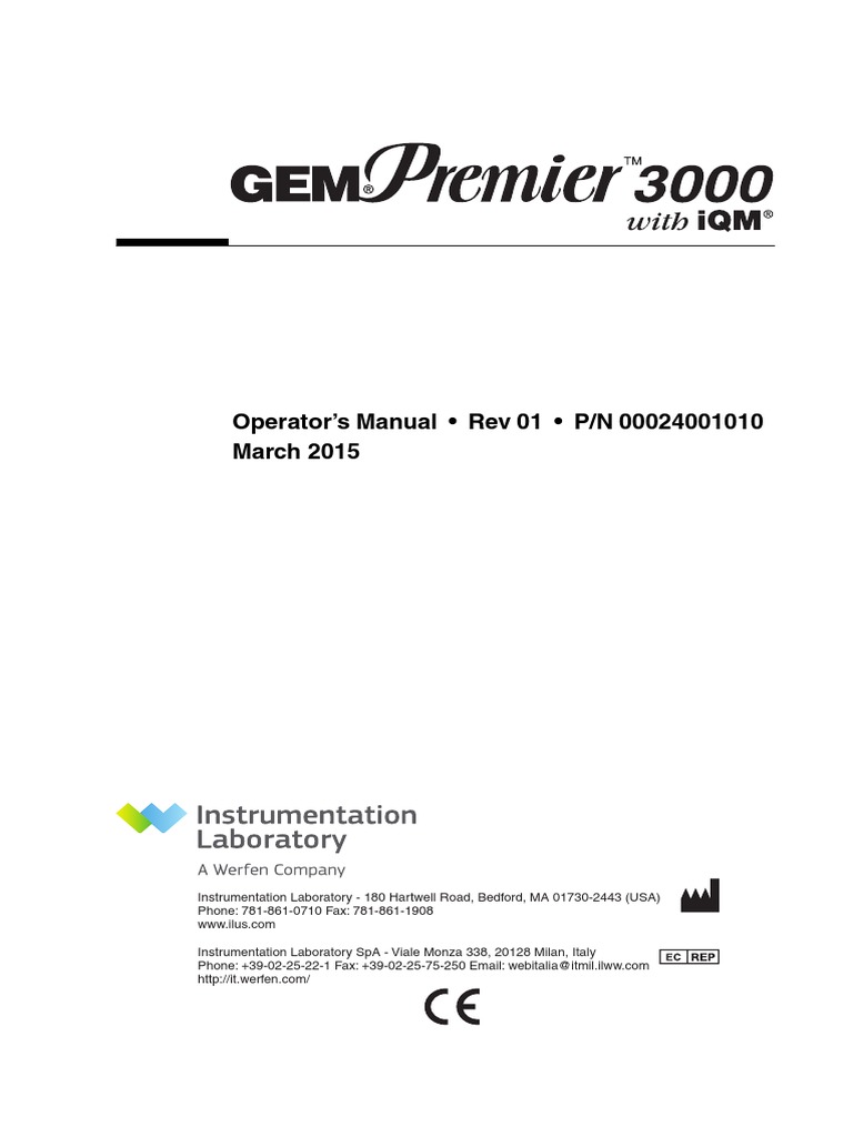 Gem Premier 3000 Operator's Manual | PDF | Hemoglobin | Nature