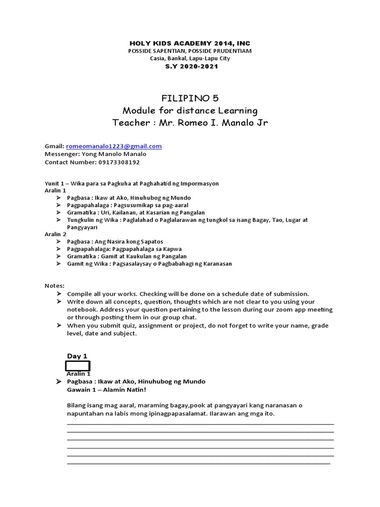 Filipino 5 Modules | PDF