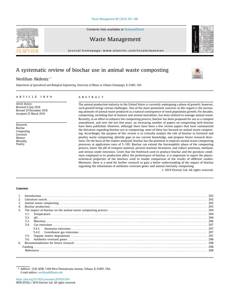 A Systematic Review of Biochar Use in Animal Waste Composting | PDF | Compost | Pyrolysis