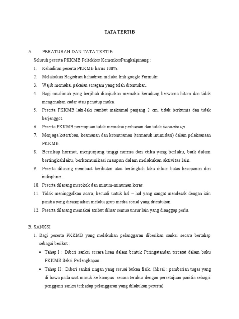 Tata Tertib PKKMB | PDF