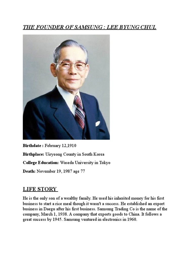 Lee Byung Chul: Founder of Samsung | PDF