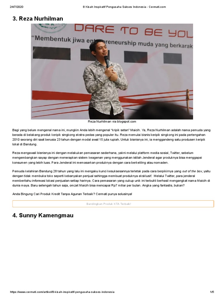 8 Kisah Inspiratif Pengusaha Sukses Indonesia | PDF