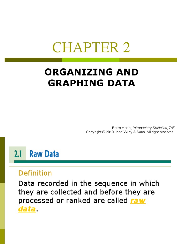 Organizing and Graphing Data: Prem Mann, Introductory Statistics, 7/E | PDF | Skewness | Histogram
