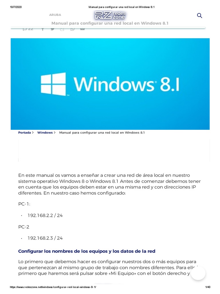 Manual para Configurar Una Red Local en Windows 8.1 PDF | PDF | Wifi | Red de computadoras