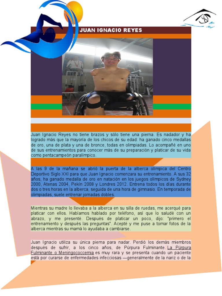 Juan Ignacio Reyes: Nadador Paralímpico Excepcional | PDF | Nadando ...