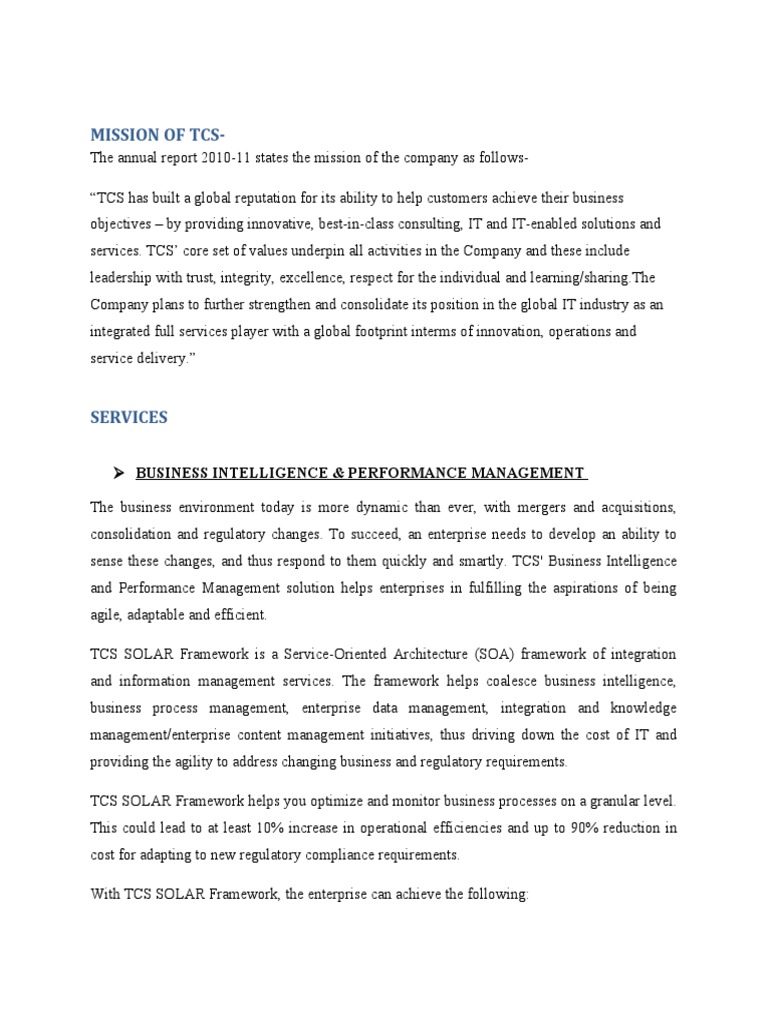 TCS Organization Structure | PDF | Strategic Management | Outsourcing