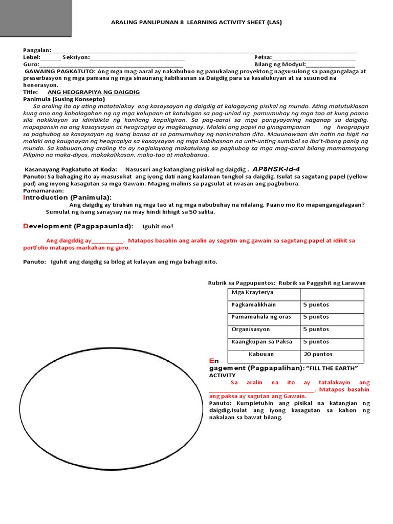 Grade 8 Learning Activity Sheets Las 1 | PDF