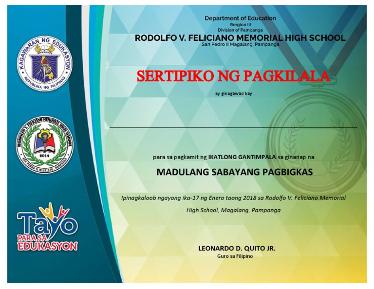 Sertipiko NG Pagkilala | PDF