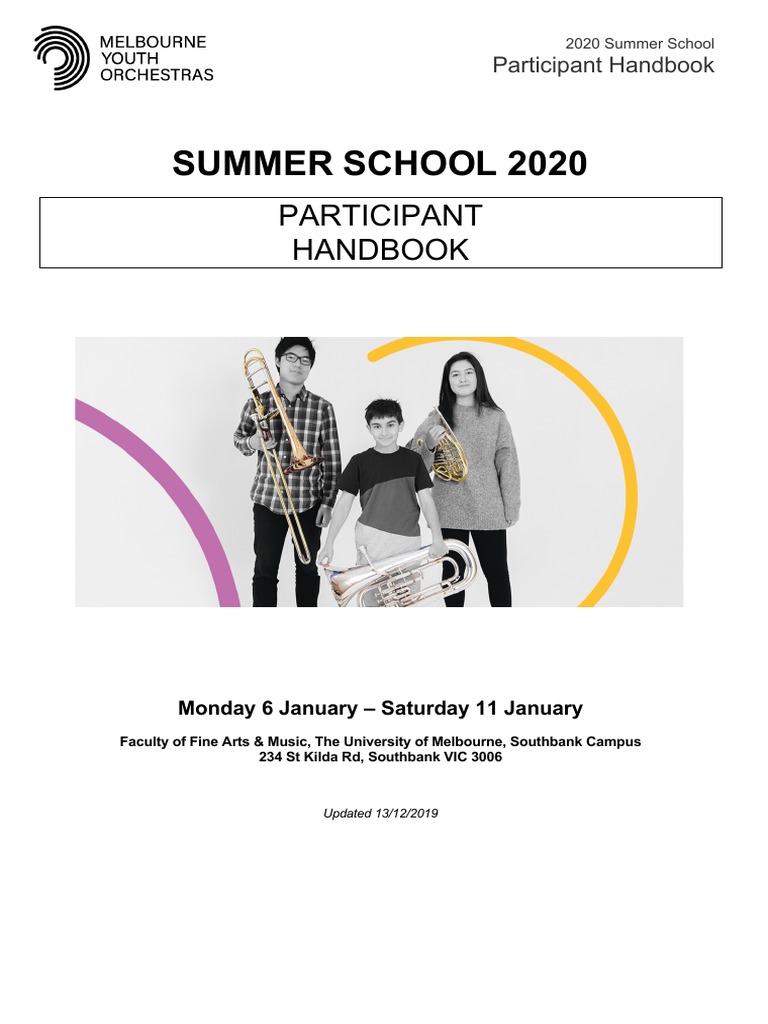 2020 Summer School Participant Handbook | PDF | Orchestras | Child ...