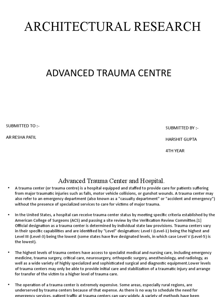 Architectural Research: Advanced Trauma Centre | PDF | Surgery ...