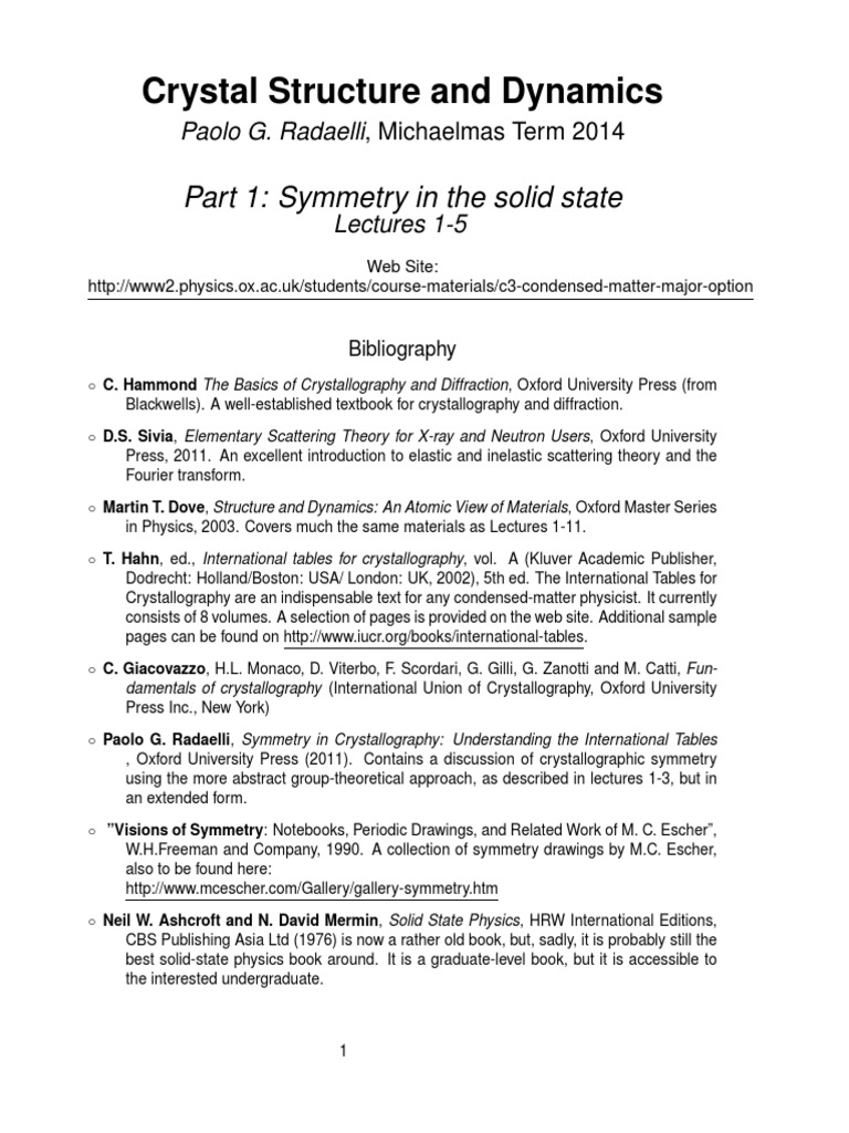Crystalstructure Short Summary Part1 PDF 10797 | PDF | Group ...