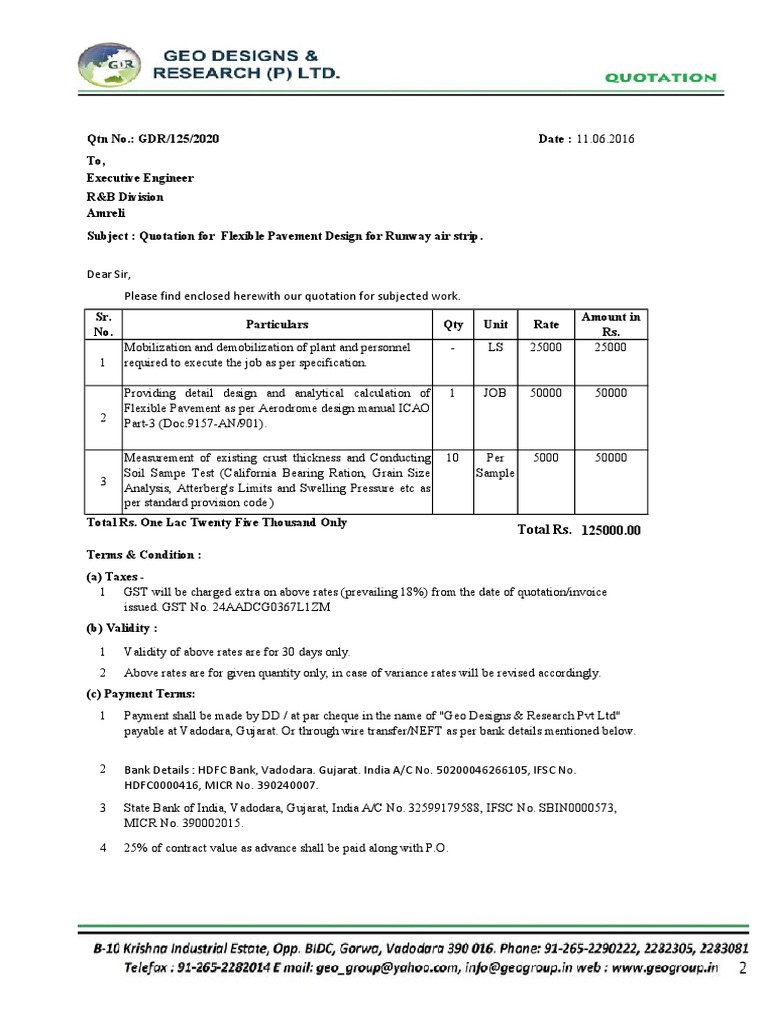 Quotation For Flexible Pavement For Runway | PDF | Runway | Business