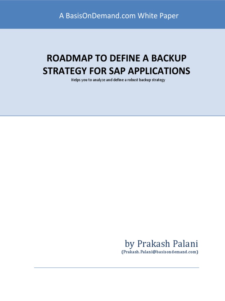 Roadmap To Define A Backup Strategy For Sap Applications: by Prakash Palani | PDF | Disaster ...
