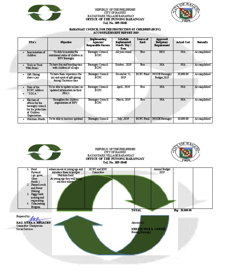 2019 BCPC Accomplishment Report | PDF | Business