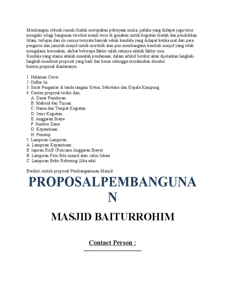 Proposal Masjid | PDF