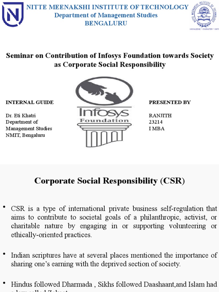 Infosys Foundation's CSR Impact | PDF | Corporate Social Responsibility ...