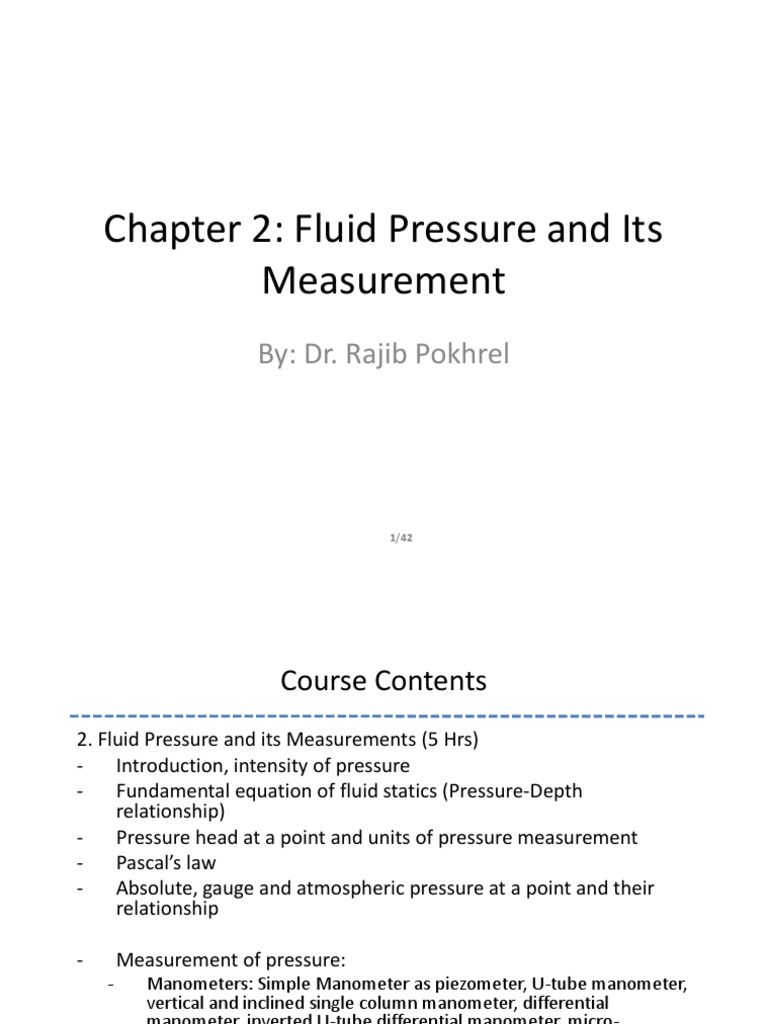 Chapter 2 - Fluid Pressure and Its Measurement PDF | PDF | Pressure ...