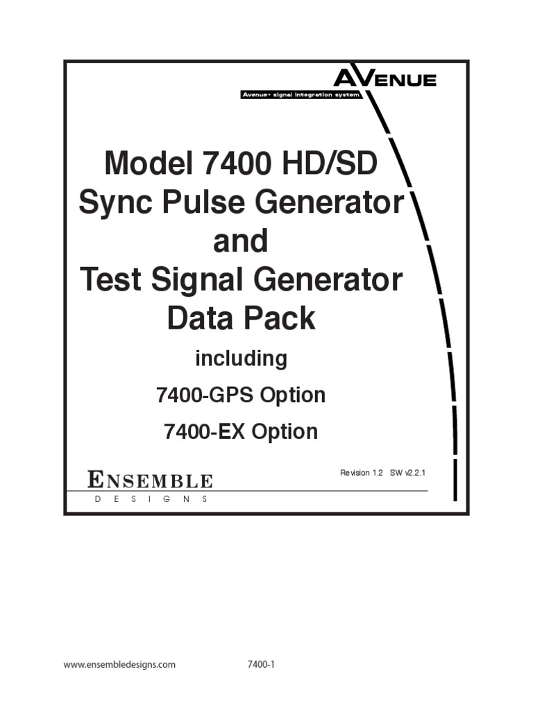 Model 7400 HD/SD Sync Pulse Generator and Test Signal Generator Data ...