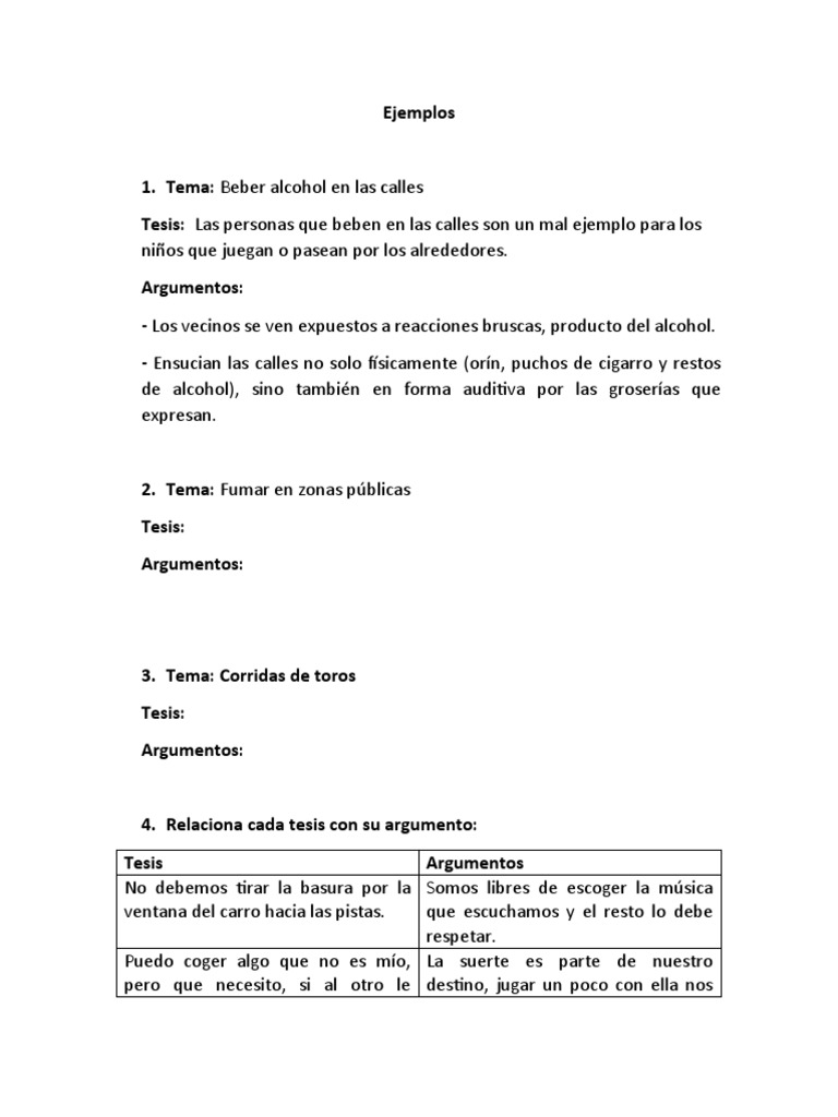 Ejemplos de Argumentación | PDF
