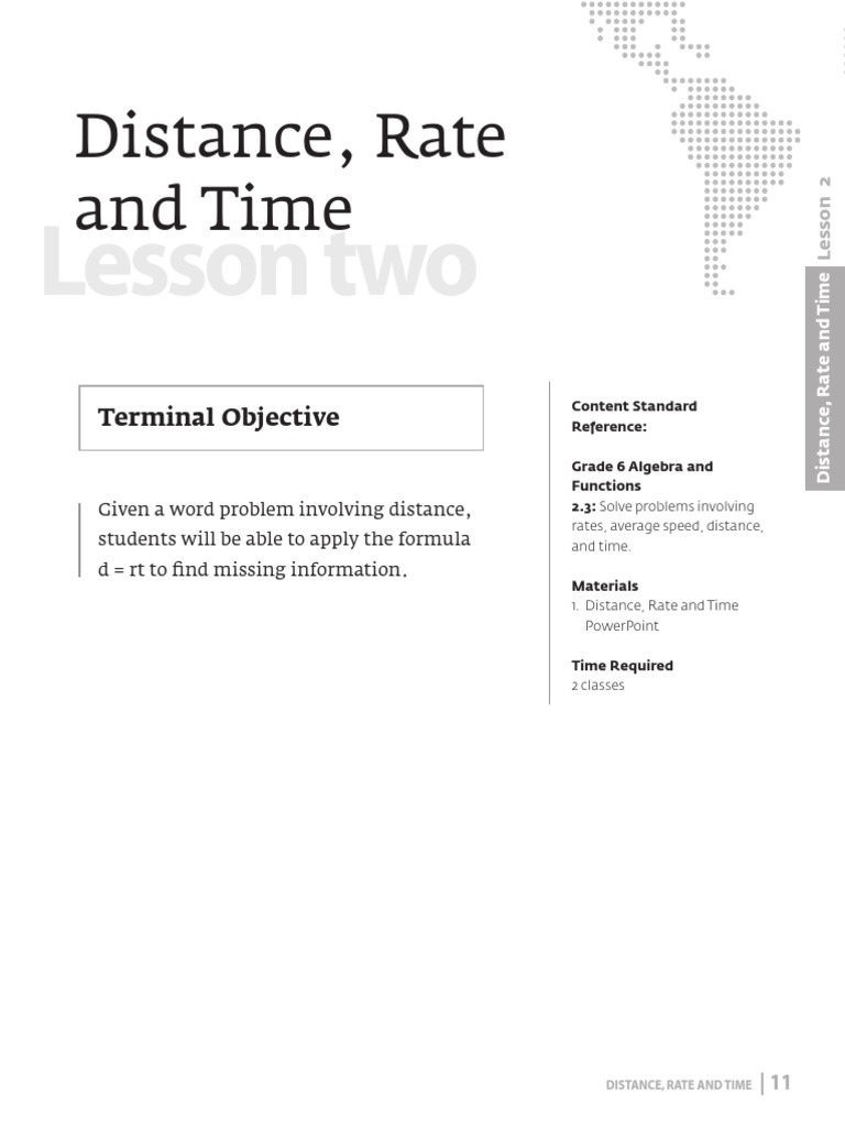 MS Math - Distance Rate Time | PDF | Speed | Distance