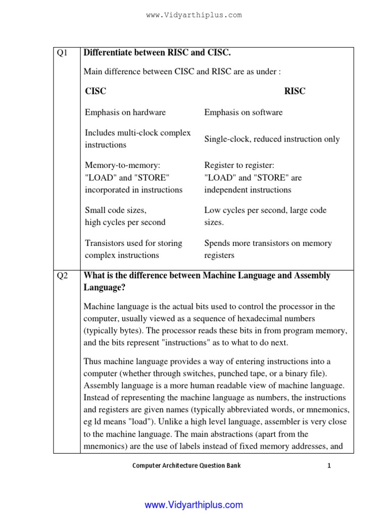 Understanding the Differences Between CISC and RISC Architectures | PDF ...