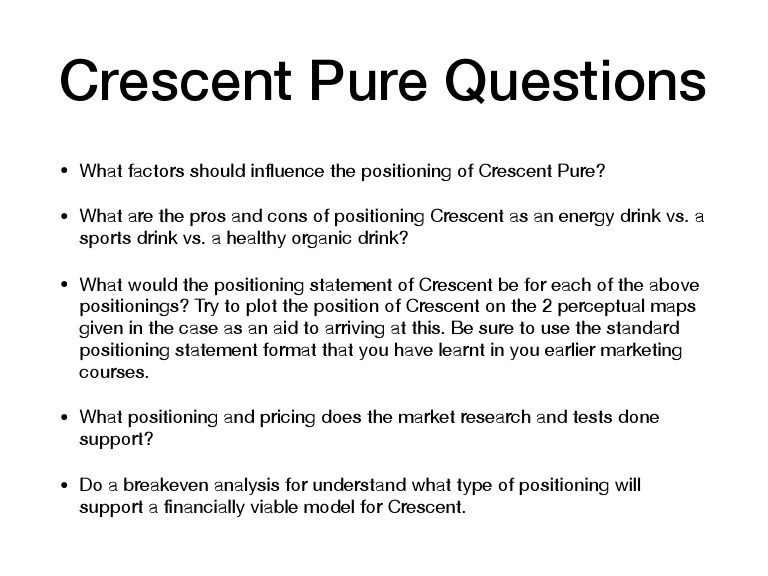 Crescent Pure Case Study Questions PDF | PDF
