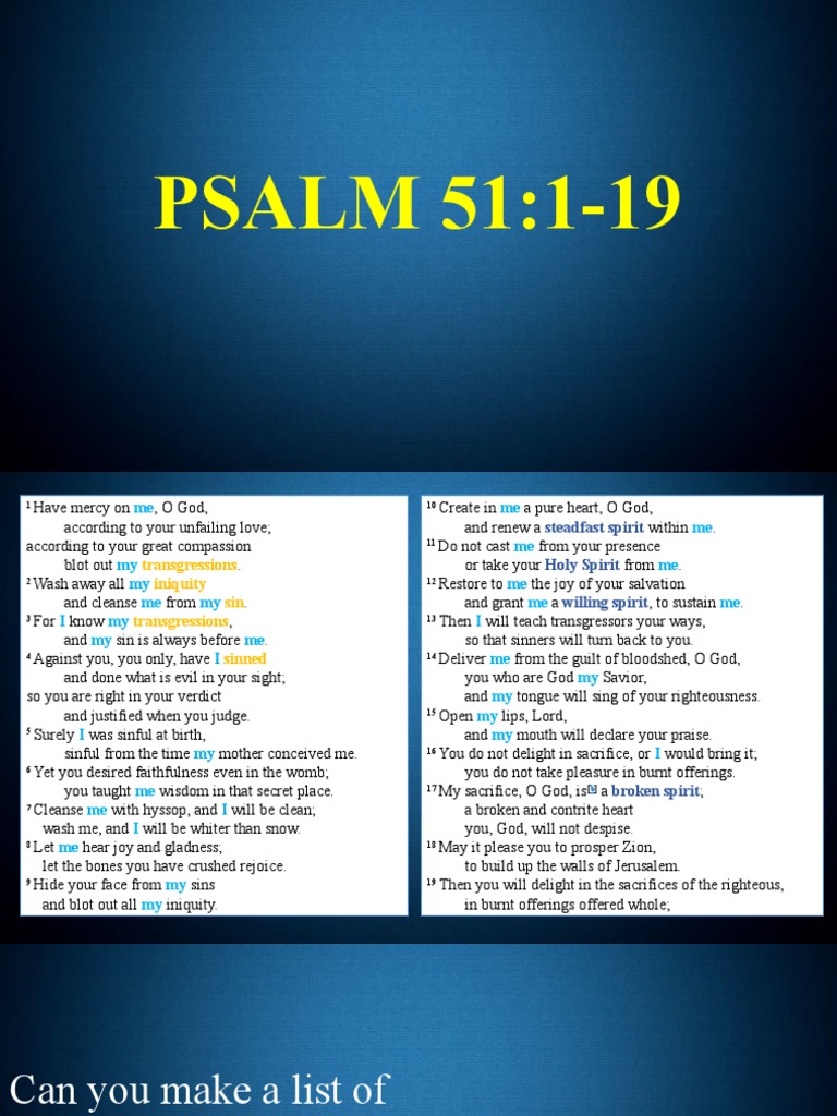 Psalm 51 | PDF | David | Sin