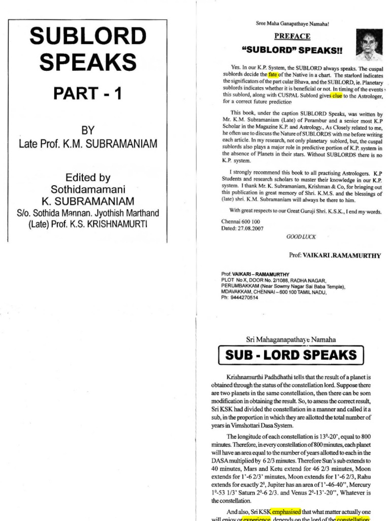 Sub-Lord Speaks-Part-1 PDF | PDF | Astronomy | Ancient Astronomy