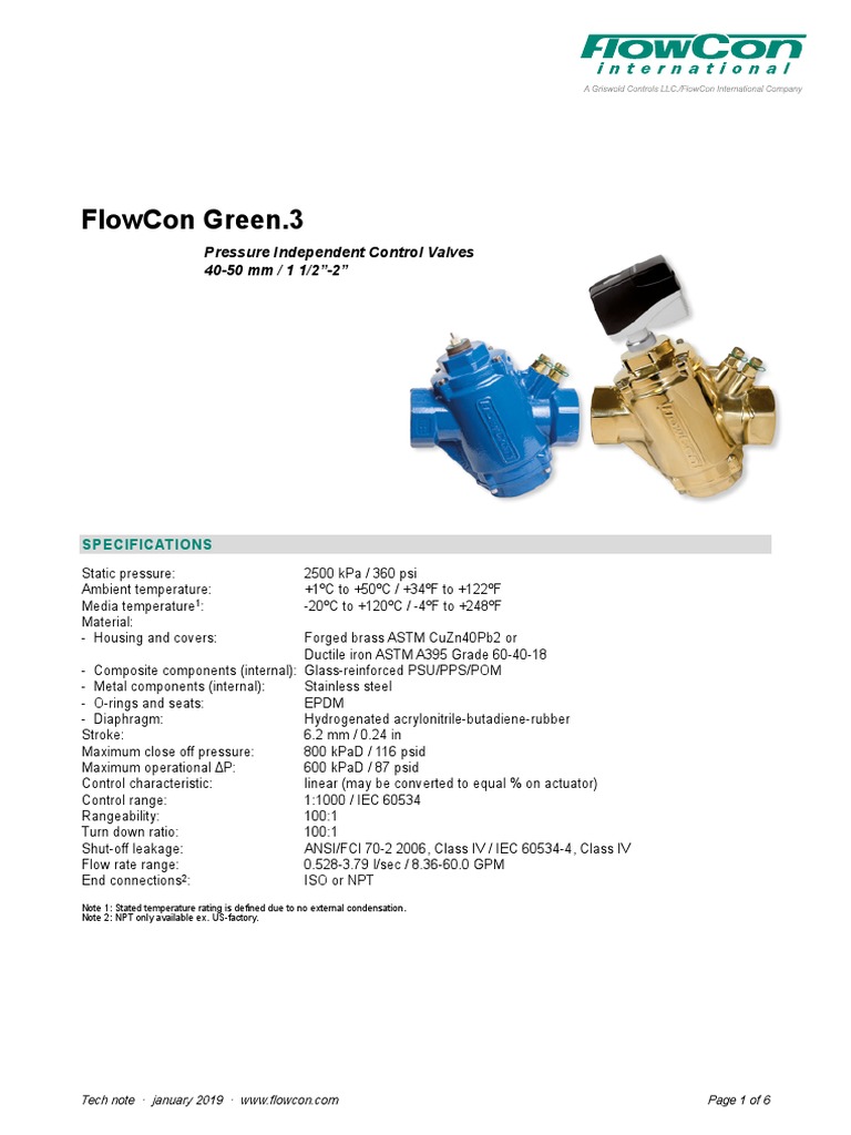 FlowCon Green3 Tech Note | PDF | Valve | Equipment