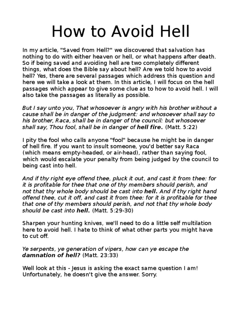 How To Avoid Hell | PDF | Hell | Last Judgment