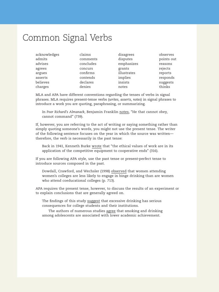 Common Signal Verbs | PDF