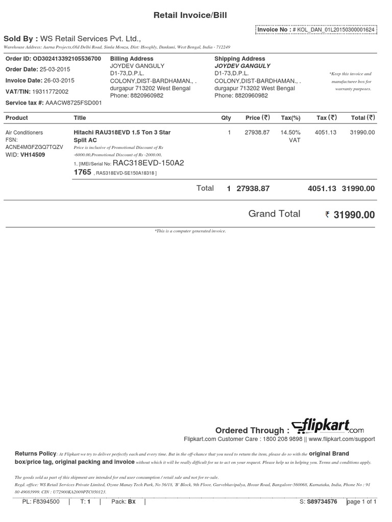 AC Invoice | PDF | Value Added Tax | Trade
