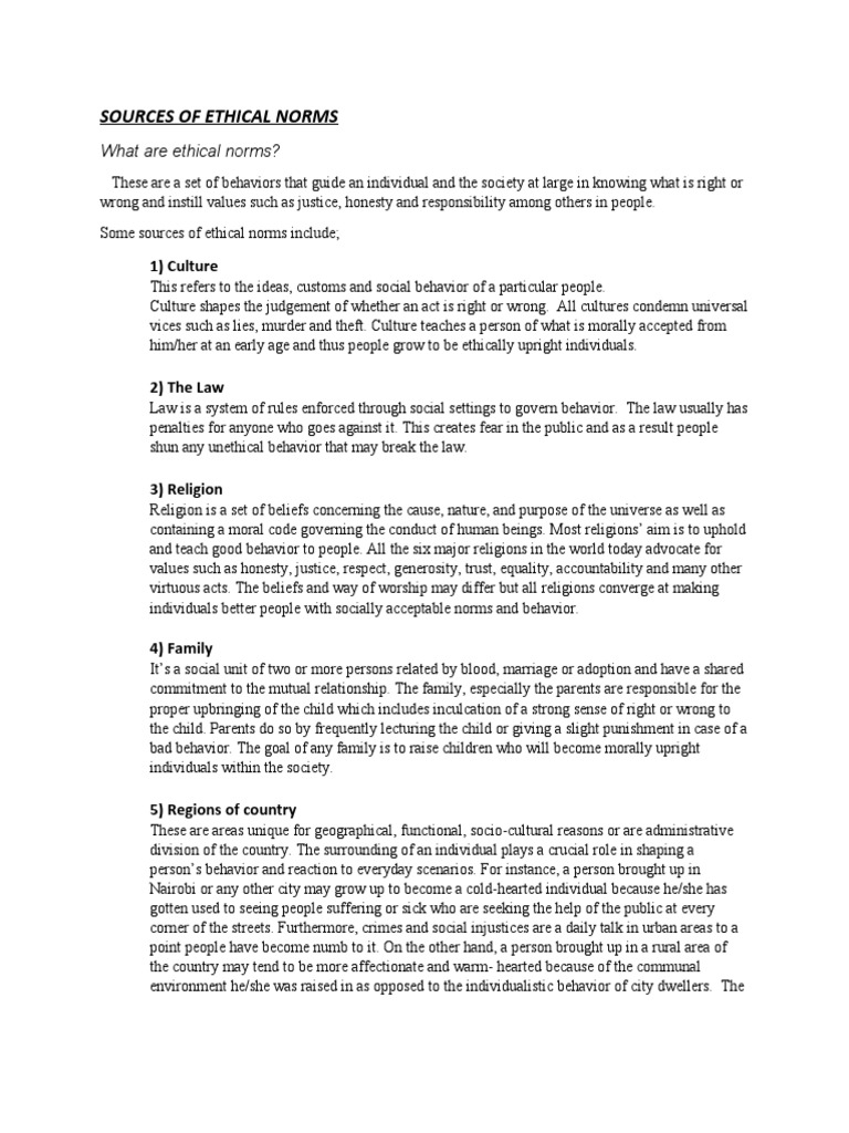 Sources of Ethical Norms | PDF | Value (Ethics) | Morality