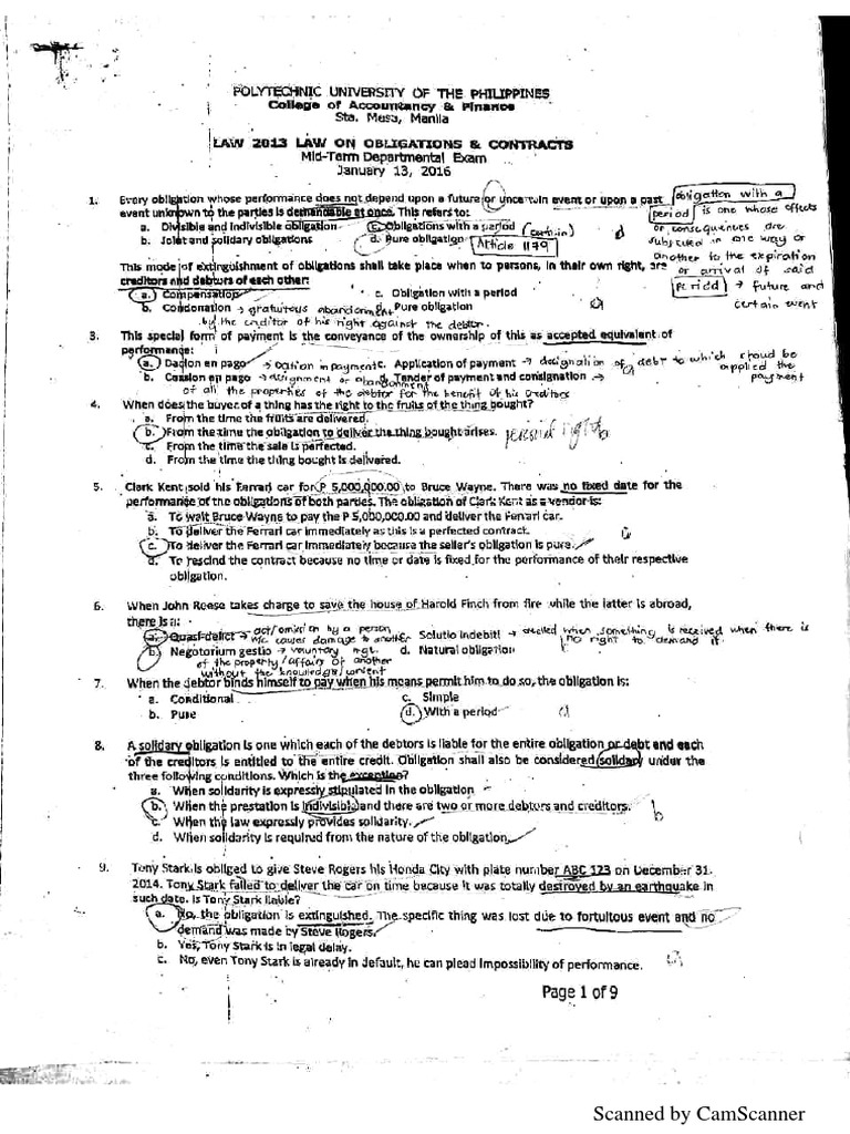 Oblicon Midterm Exam PDF | PDF