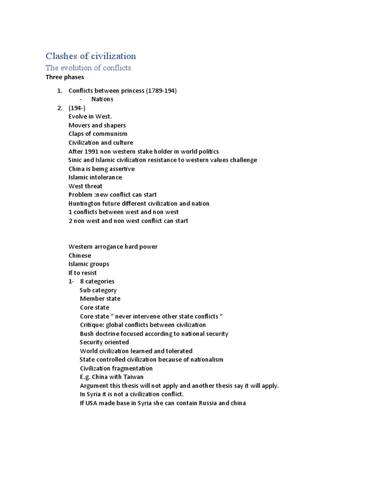 Clashes of Civilization: The Evolution of Conflicts | PDF