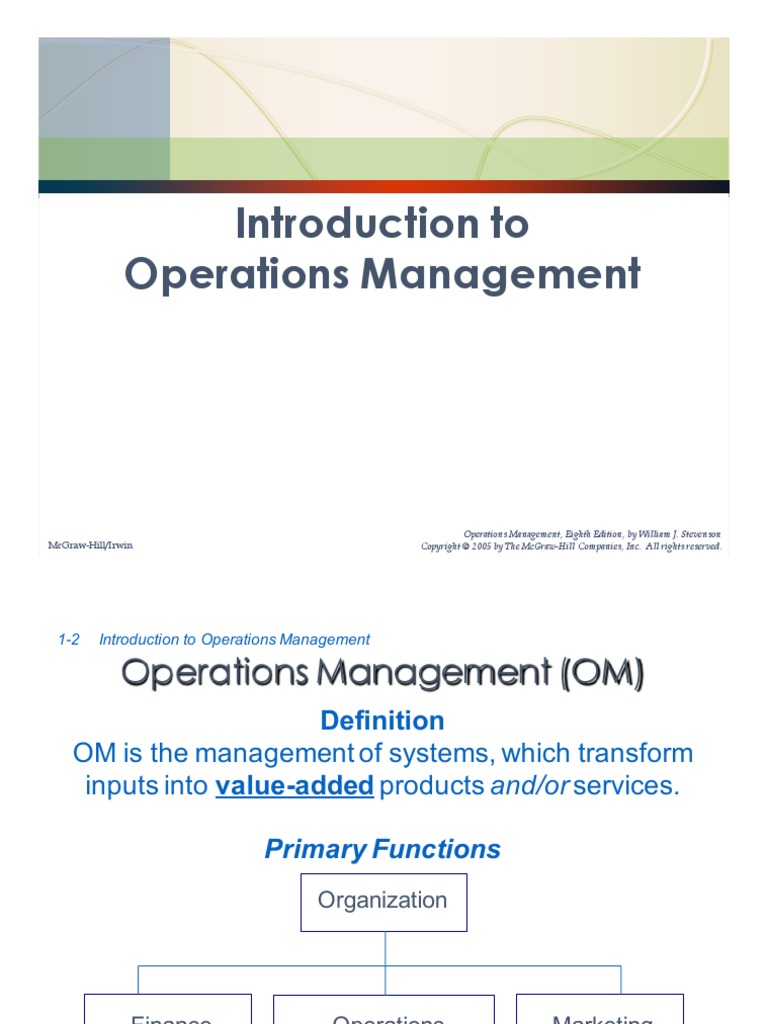 1-1 Introduction To Operations Management | PDF | Operations Management ...
