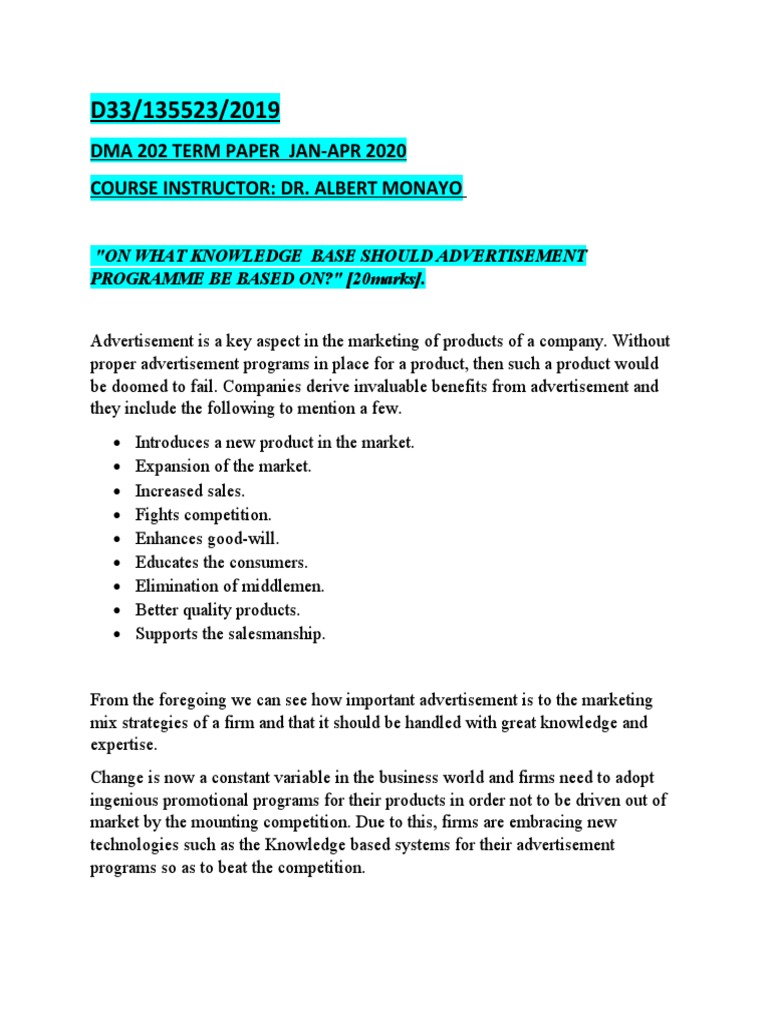 Dma 202 Term Paper | PDF | Advertising | Media Manipulation