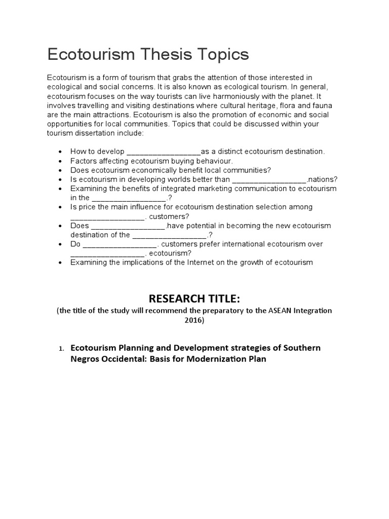 Research Ecotourism Information | PDF