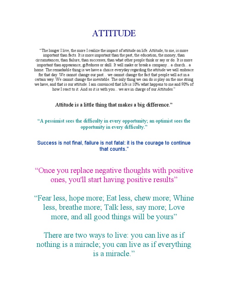 Attitude: "Once You Replace Negative Thoughts With Positive Ones, You ...